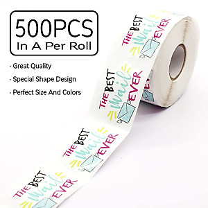 The Best Mail Ever Stickers,Thank You Stickers,Handmade Stickers,Small Shop Stickers,Envelopes Stickers for Small Business, Online Retailers,Handmade Goods,500 Labels Per Roll