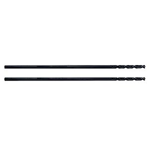 MAXTOOL 1/4"x12" 2pcs Identical Aircraft Extension Drills HSS M2 Extra Long Deep Twist Drill Bits Straight Shank Fully Ground Black; ACF02B12R16P2