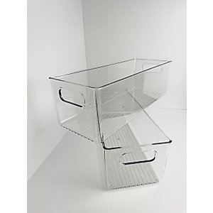 Orderly Elegance Clear Plastic Organizer Bin 16in (L) x 6in (W) x 5in (H) 2 pack