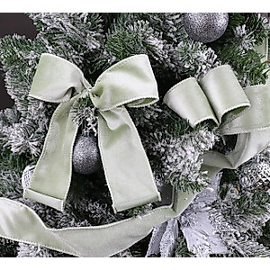 DINDOSAL Sage Green Velvet Ribbon Wired 2.5" x 10 Yards Green Christmas Ribbon Wired Edge Christmas Tree Wired Ribbon for Wreaths, Tree Topper Bows, Crafts, Home Decor, Gift Wrapping