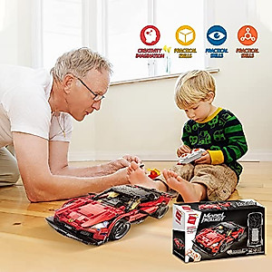 QMAN RC Car STEM Building Toys, 425 Pieces Remote Control Building Blocks Model Car Kit,Racing Car Model Building Block for Boys and Girls Age 6-12