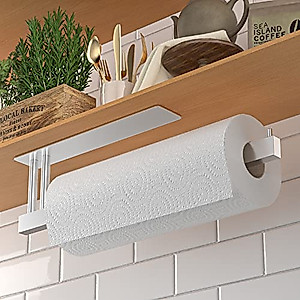 Paper Towel Holder Under Cabinet, YAYINLI Adhesive Paper Towel Holders Wall Mount - Hanging Paper Towel Rack Under Counter for Kitchen, Bathroom, SUS304 Stainless Steel Rustproof