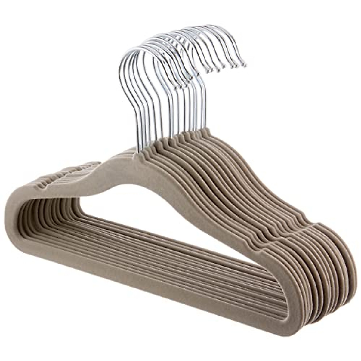 Amazon Basics Slim, Velvet, Non-Slip Suit Clothes Hangers, Gray/Silver - Pack of 50 & Kids Velvet, Non-Slip Clothes Hangers, Gray - Pack of 50