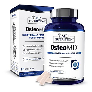 1MD Nutrition OsteoMD for Comprehensive Bone Support - Calcium Supplement for Women and Men - Promote Bone Density w/Calcium with Vitamin D - Calcium Hydroxyapatite w/Vitamin D3 & K2-90 Capsules
