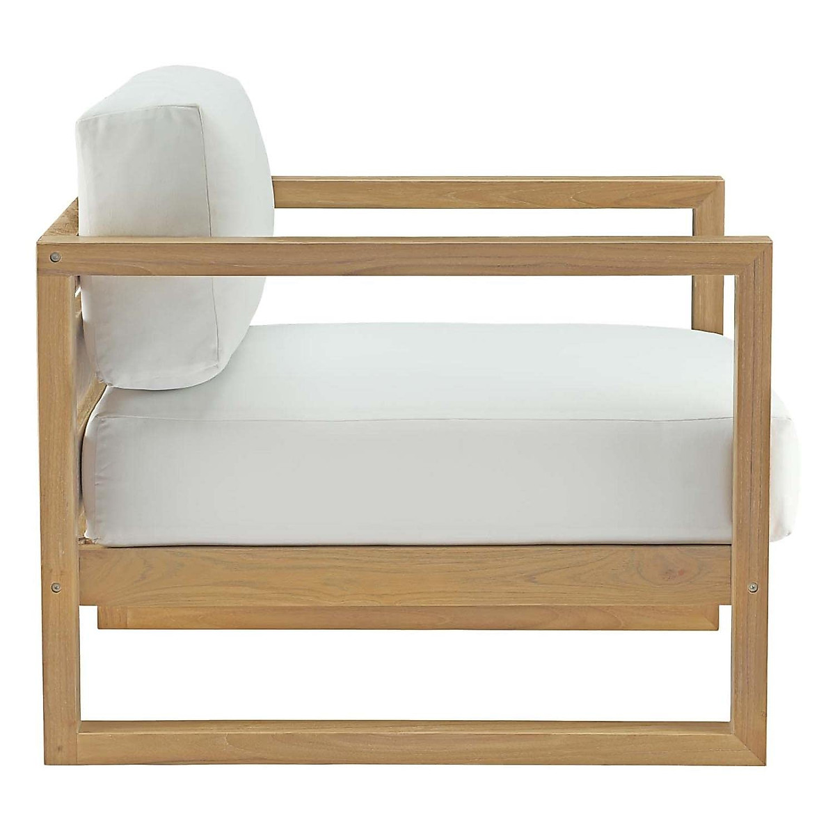 Modway Upland Teak Wood Outdoor Patio 6-Piece Sectional Sofa Set with Cushions in Natural White