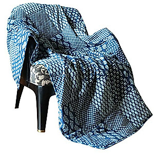 Quilted Blue Patchwork Cotton Throw Blanket Indian Decorative Super Soft Warm Blanket for Sofa Couch 50 x 60 Inches