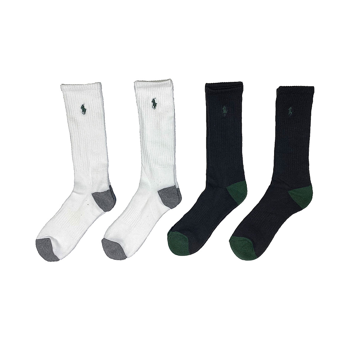POLO RALPH LAUREN Men`s Classic Sport Stripe Crew Socks 4 Pack (W(ZP821431PKN)/B, 10-13)