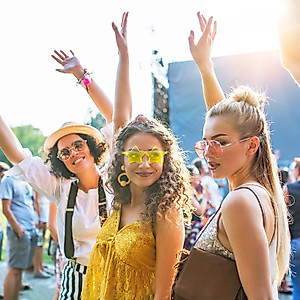 Cindeer 12 Pair Star Shape Glasses Bulk Rimless Sunglasses for Women Halloween Xmas Party Pentagram Star Accessories(Light Yellow)