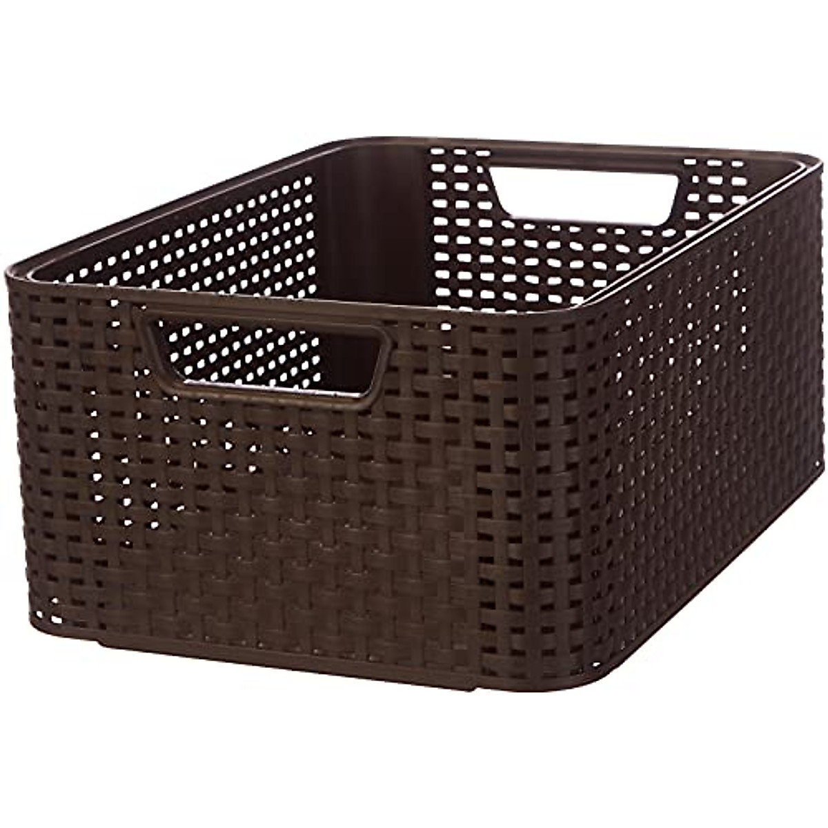 Curver Style M - Storage Boxes & Baskets (Storage Basket, Brown, Rattan, Monotone, Bathroom, Bedroom)