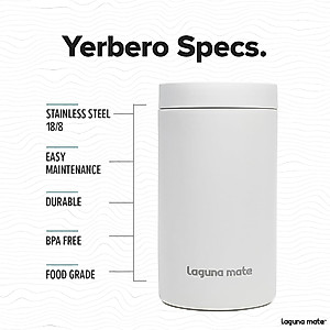 Laguna Mate Yerbero Yerba Mate Container with Easy to Open Twist Cap and Pour Spout - Container for Sugar and Coffee Dispenser - Yerbero Para Mate - Yerbera de Mate (White)