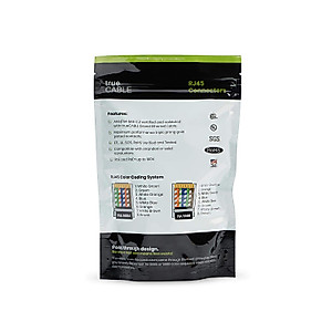 trueCABLE Cat5e RJ45 Pass Through Connectors, Unshielded (UTP) Modular Plug, UL Listed, EZ Crimp End, Gold Plated 3 Prong 8P8C, 100 Pieces