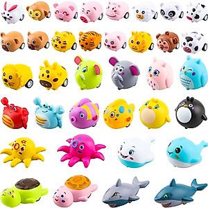 Haconba 36 Pack Animal Pull Back Cars Race Car Toys Powered Pull Back Easter Stuffer Toy Vehicles for Child Birthday Gifts Party Favors