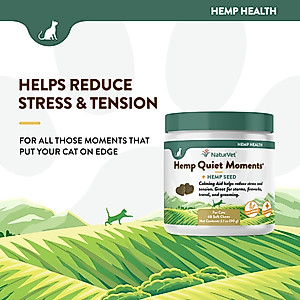NaturVet Hemp Quiet Moments Plus Hemp Seed for Cats, 60 ct Soft Chews, Made in USA