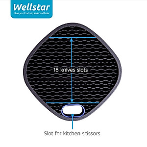 Universal Knife Block Holder for Kitchen, WELLSTAR Knife Stand without Knives, Safe Space Saver Large Volume Stable Knife Storage with Scissors Slot, Detachable for Easy Cleaning - Blue