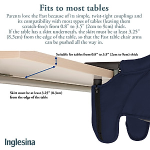 Inglesina Fast Table Chair - Award-Winning Baby High Chair for Eating & Dining - Compact, Portable & Foldable - Leaves No Scratches - for Babies 6-36 Months & 1-3 Year Old Toddler - Navy