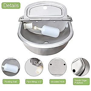 Automatic Waterer Bowl Stainless Steel Drinking Water Bowl Dispenser with Float Valve for Horse Cattle Goat Sheep Dog