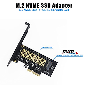 YIOVVOM M.2 NVME SSD to PCIe 3.0/4.0 x4 Adapter with Aluminum Heatsink Solution Supports 2280, 2260, 2242, 2230 Solid State Drives
