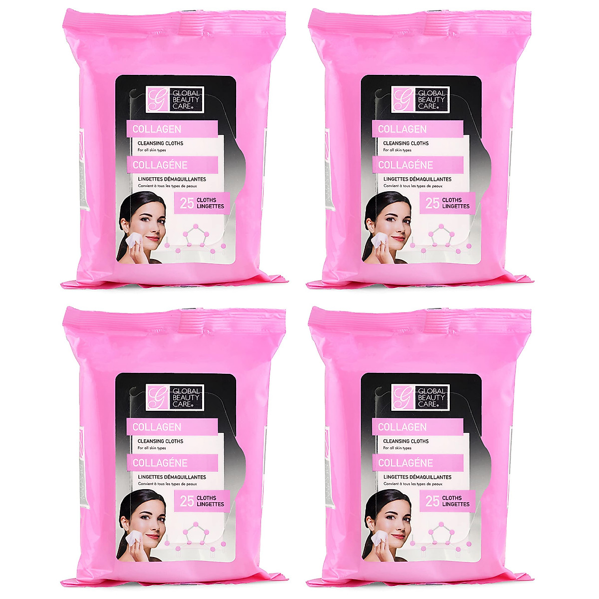 Retinol and Collagen Anti-aging Makeup Cleansing Wipes, 4-pk (100 Wipes) (Collagen)