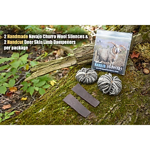 Standing Wolf Ultimate Navajo Wool Bow String Silencer Combo Pack (4 Pieces) | Traditional Archery Recurve Bowstring Silencer | Stick On Limb Noise Dampeners