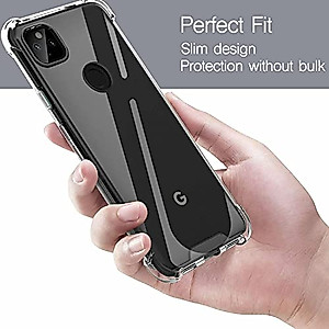 KIOMY Google Pixel 5 Case Diamond Clear with Hybrid Anti Yellow Design Hard PC Back Shell with TPU Raised Bezel Shockproof Bumper Protective Ultra Transparent Slim fit and Thin Cell Phone Cover
