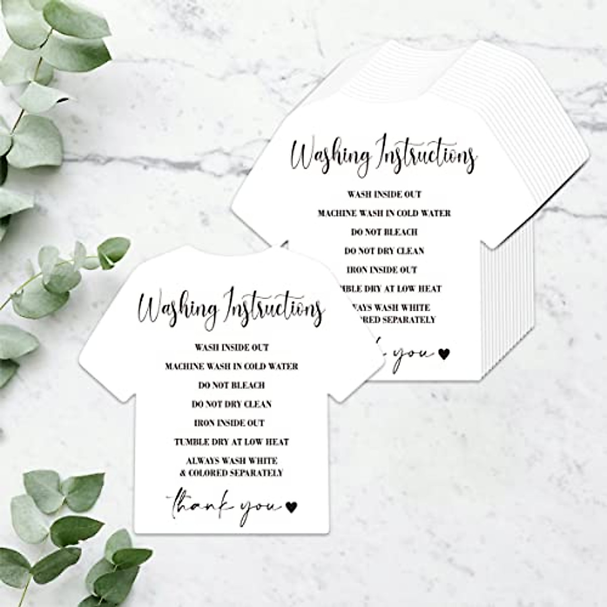 200 PCS T Shirt Washing Instruction Cards, Clothes Cleaning Care Instruction Insert Customer Direction Card for Small Business Online Shop Owner (3.6” x 3.4”)