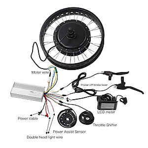 Dilwe Electric Bike Conversion Kit, 1500W Electric Snowmobile Electric Bike Motor Kit with Controller 20 Inch Rear Wheel Waterproof Electric Conversion Kit