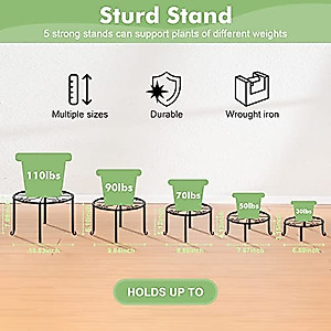 ENDAAR 5-Pack Decent Metal Plant Stands, Multiple Height Size Corner Plant Holders for Different Sizes of Flower Pots, Indoor Outdoor Planter Container Round Supports Display for Home, Patio,Black