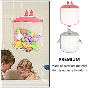 balacoo 2pcs Wall Mounted Storage Bag Cartoon Mesh Bath Toy Organizer Suction Cup Hanging Basket for Kitchen Bathroom Wall Door Closet 42X35CM