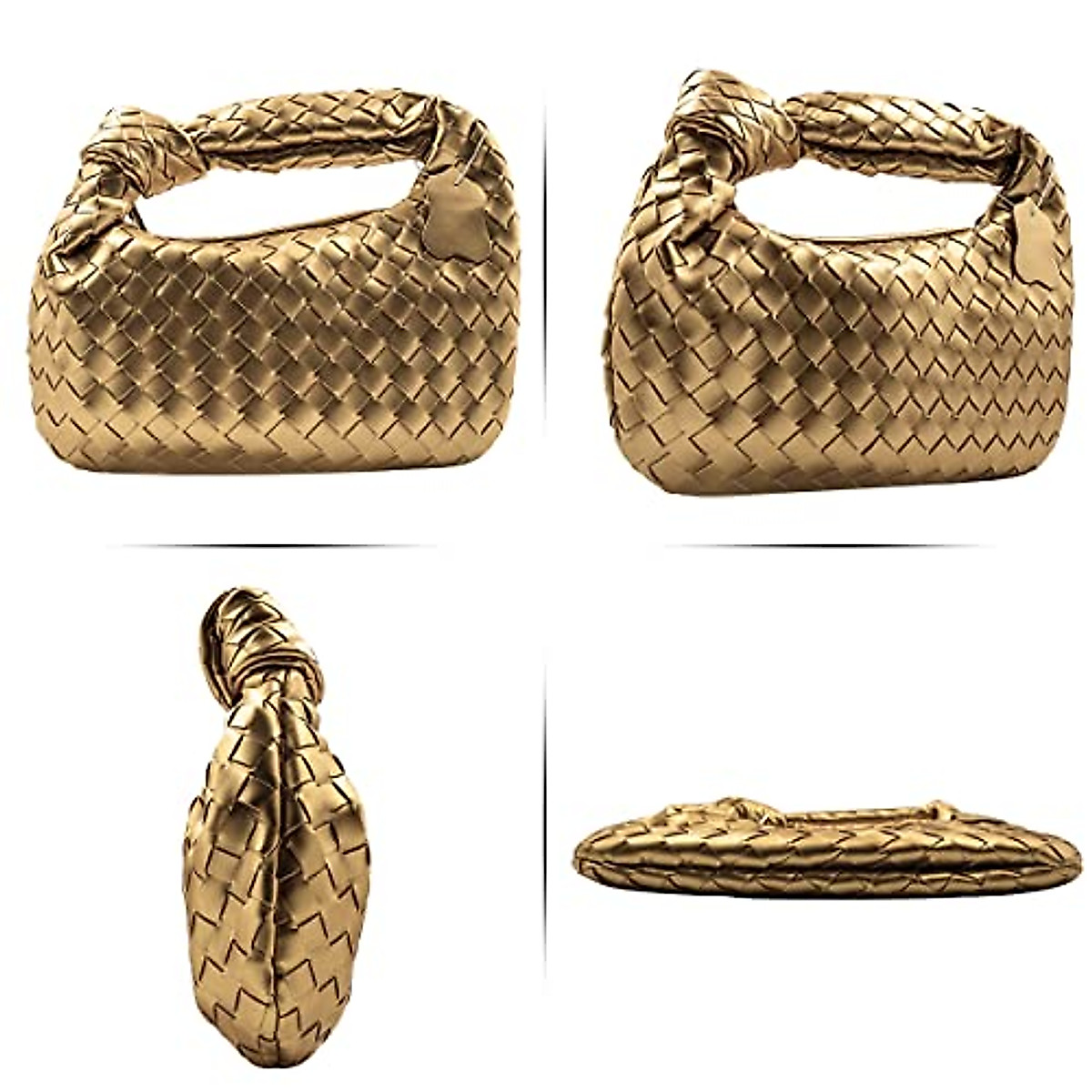 JBB Woven Handbag Bag for Women Leather Shoulder Bags Knotted Purse Soft Mini Hobo Clutch