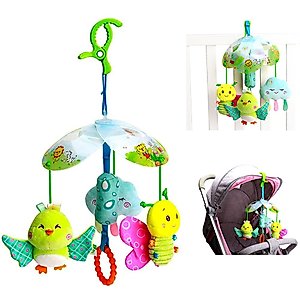 D-KINGCHY Baby Car Seat Toys, Clip on Stroller Toy, Soft Crib Toy, Hanging Plush Rattle Toys for Newborn Infant 0-3 Years Old (Sky Series)