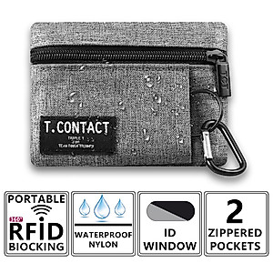 T.CONTACT Lanyard Pouch Coin Purse Wallets Hoodswop Id Holder Keychain Zip Id Case Card Holder Wallet for Men Women Boys Girl Men Change Purses Mens Coin Pouch (Gray, 1.0)