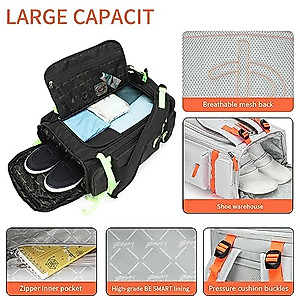 BE SMART Gym Backpack for Men, Extra Large Big Bookbag with Shoe Compartment, Waterproof Heavy Duty Duffel Bag, Men‘s Military Backpacks for Travel,Outdoor Sport,Hiking,Camping