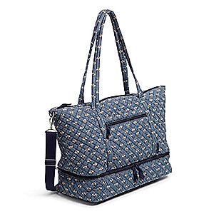 Vera Bradley Women's Cotton Deluxe Travel Tote Travel Bag, Bees Navy - Recycled Cotton, One Size