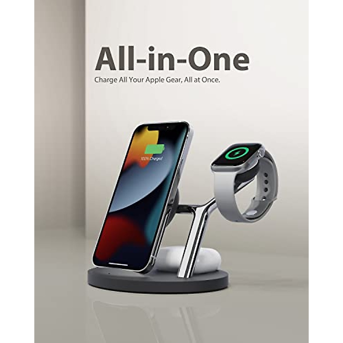 Wireless Charging Station,ZECHIN 3 in 1 Wireless Charger for iPhone 14/13/12/11/Pro/Max/XS/XR/X/8/Plus, Fast Wireless Charging Stand Dock for Apple Watch Series & Airpods(Black)