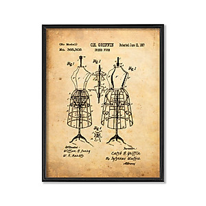 Sewing Patent Poster Set Sewing Room Art Craft Room Decor Sewing Machine Dressform Mannequin Seamstress Wall Decor Sewing Room Artworks Tailors Wall Art Gift For Sewer 8x10 Unframed Print Set