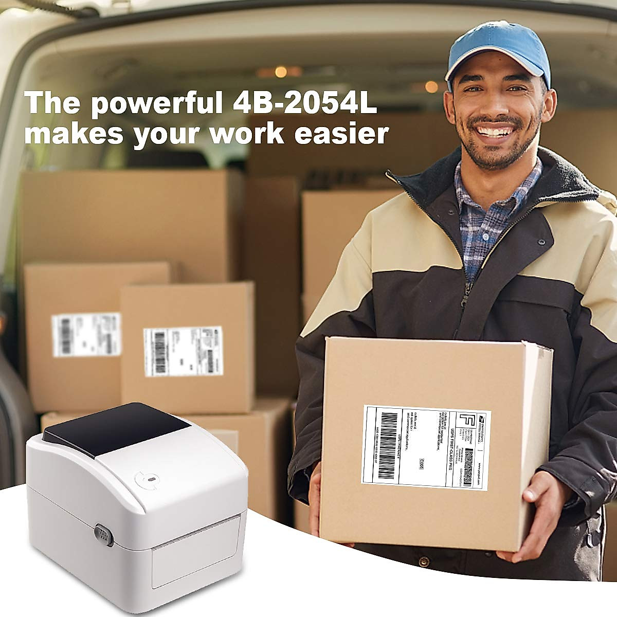 Micmi Shipping Label Printer, Thermal Support Amazon Ebay PayPal Etsy Shopify Shipstation Stamps.com Ups USPS FedEx DHL Support Windows, Roll & Fanfold Thermal Direct Label for Printer 4x6 inch