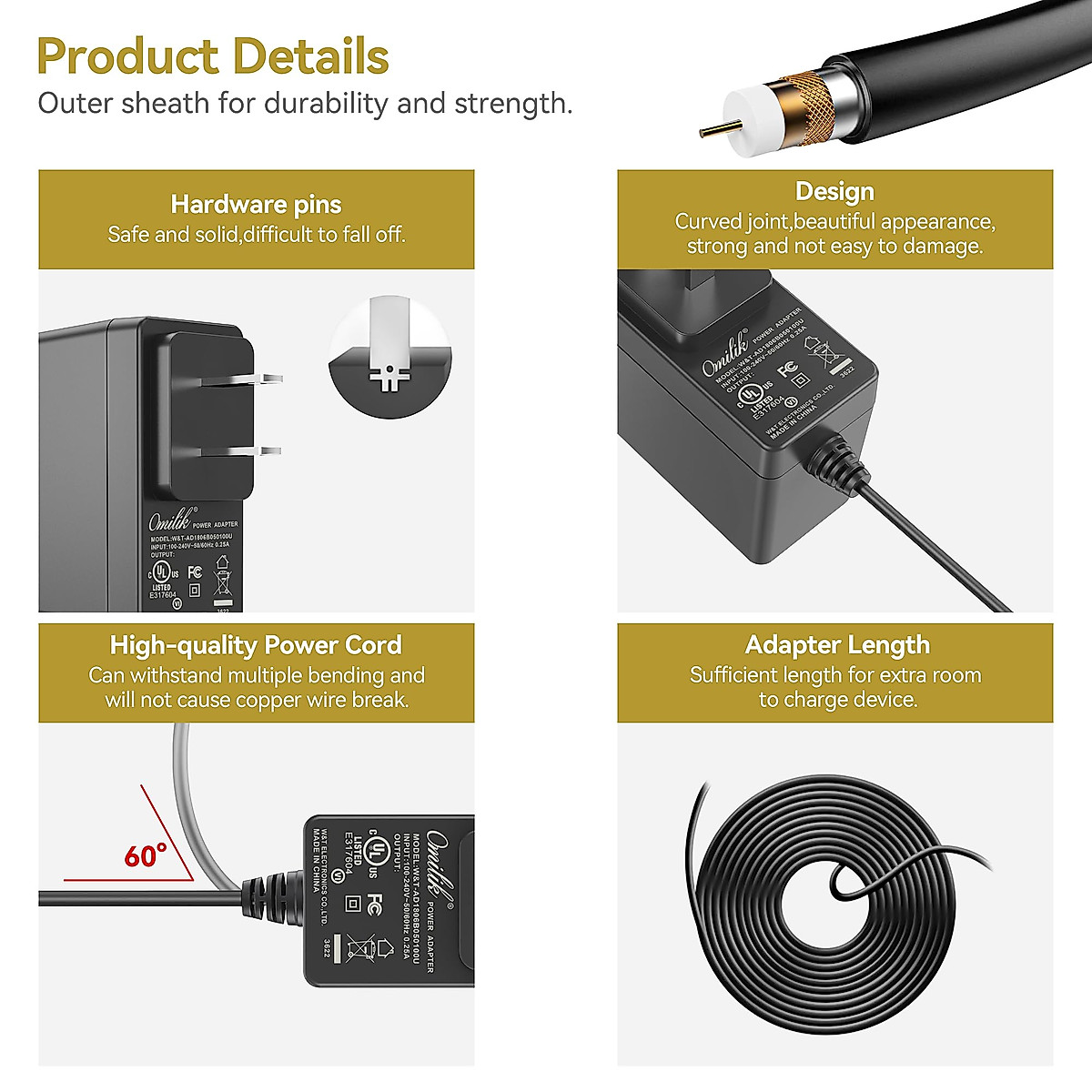 Omilik 5V UL AC Adapter for Worx WX255L WX255L.2 WX255 WX255.1 SD Slide Driver WX253 WX253.1 WX254L WX252 WX252L Worx 4V Cordless Drill Screwdriver Works SD & XTD Driver Worx Zip Snip WX081L WX08IL