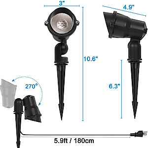 20W Dusk to Dawn Outdoor LED Spotlight Plug in with Photocell Sensor for House Flag Yard Tree Garden, 3000K 1000lm Warm White 120V Landscape Lighting with Stake IP66 Waterproof 5.9ft Cord, 2 Pack