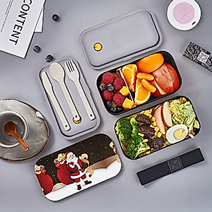 KOOLR Santa Claus Print Bento Box Adult Lunch Box With 2 Compartments Stackable For Work Picnic Leak Proof Bento Box