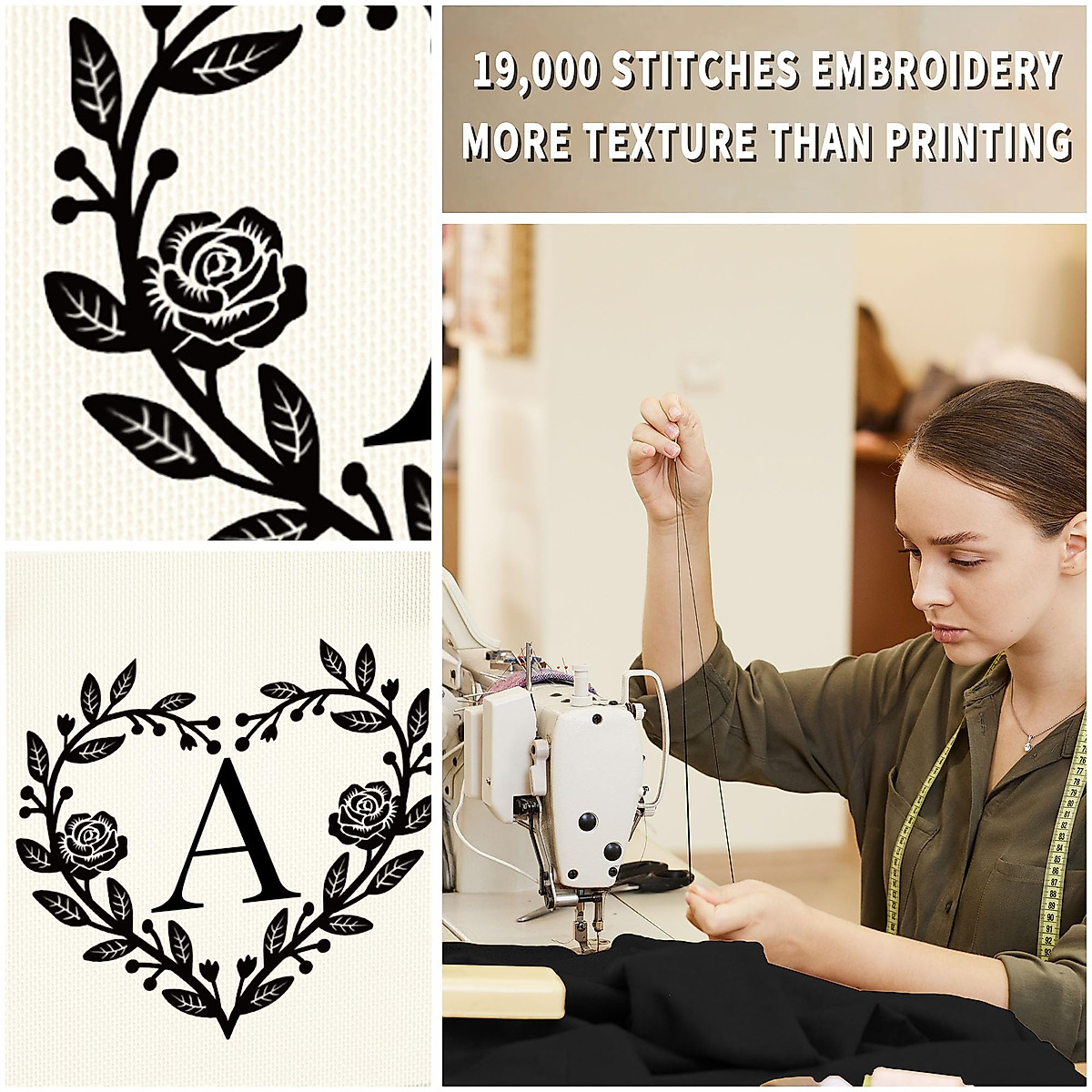 YOOLIFE Birthday Gifts for Women - Gifts for Women, Personalized Mothers Day Gifts for Mom Daughter Wife Friends, Birthday Thanksgiving Gifts for Stepmother Aunt, Monogram Beach Tote Bag for Women M