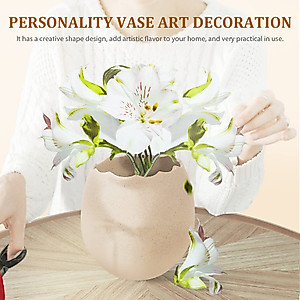 Angoily Dessert Bowl Salad Bowl Dinosaur Egg Shape Bowl Ceramic Ice Cream Bowls Decorative Pudding Cup Cute Eating Bowl Small Snack Bowls Flower Vase Pencil Holder Khaki 1