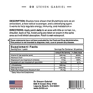 Dr. Steven Gabriel | Glutathione Antioxidant Patch | Brightens Skin | 30 Day Supply