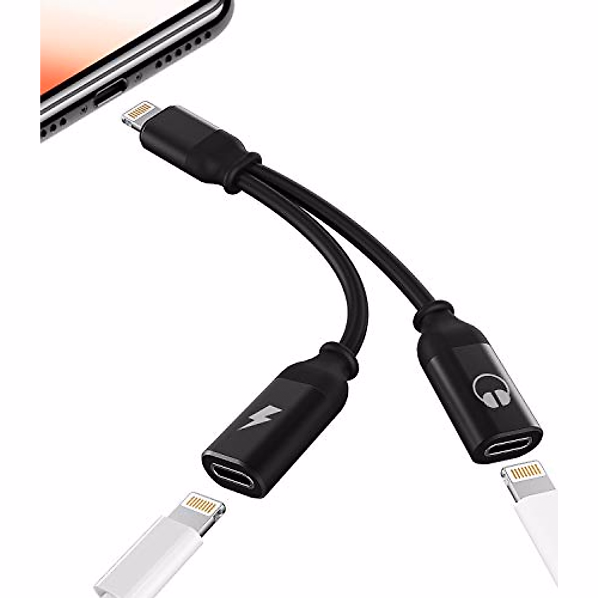 Headphone Adapter Splitter for Lightning to Audio Jack and Charger Extender Earphone Charging for iPhone 11 12Mini pro max xs xr x se2 7 8plus for ipad air Cable Converter for Apple MFI Certified