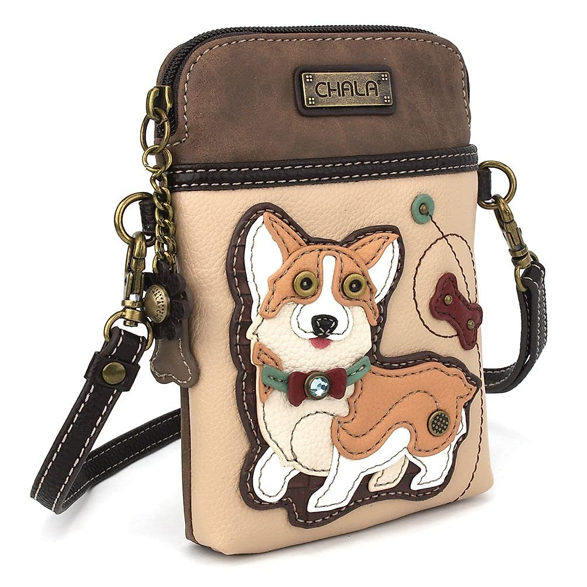 Chala Group Chala Corgi Cellphone Crossbody Handbag - Convertable Strap, Ivory
