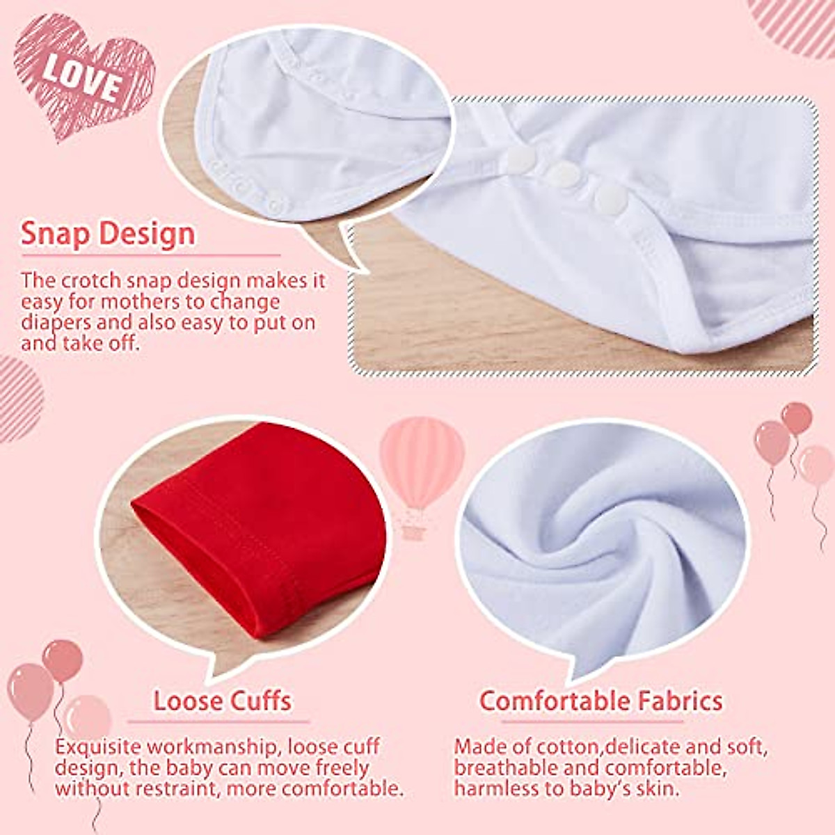 XIFAMNIY baby boy my first valentines day outfit Babies Valentine’s red pants set for Baby boys