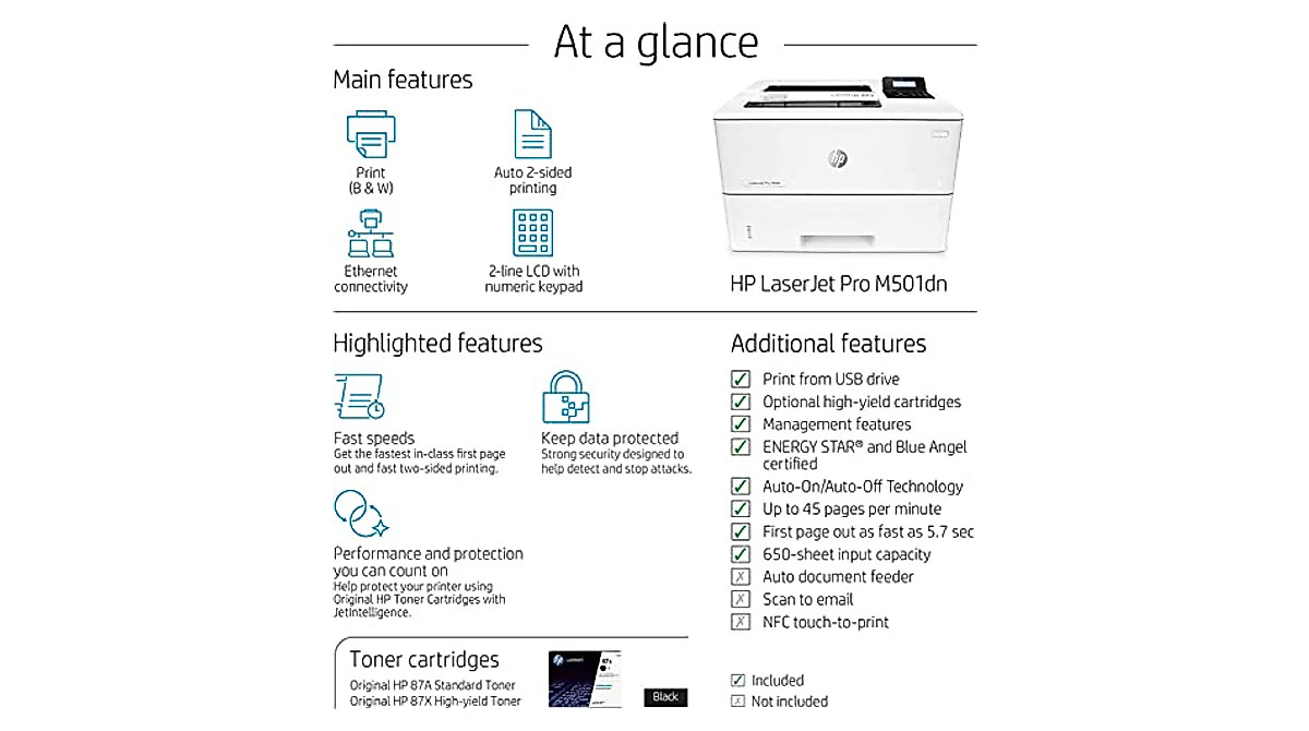Certified Refurbished HP LaserJet Pro M501dn Printer