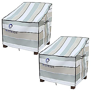 Patio Chair Covers, 2Pack, 28"Wx30"Dx36"H Dining Chair High Back Chair Cover, Heavy Duty Waterproof UV Resistant Outdoor Furniture Cover,Striped