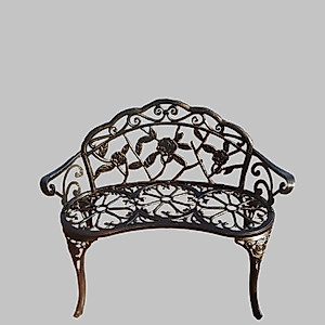 KAILI Garden Bench, Metal Aluminum Rose, Suitable for Garden Porch Park Front Porch Balcony Outdoor (Bronzed)