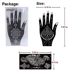 Xmasir Pack of 24 Sheets Henna Tattoo Stencil Kit/Temporary Tattoo Templates,Self-Adhesive Indian Arabian Tattoo Sticker for Body Paint New Designs