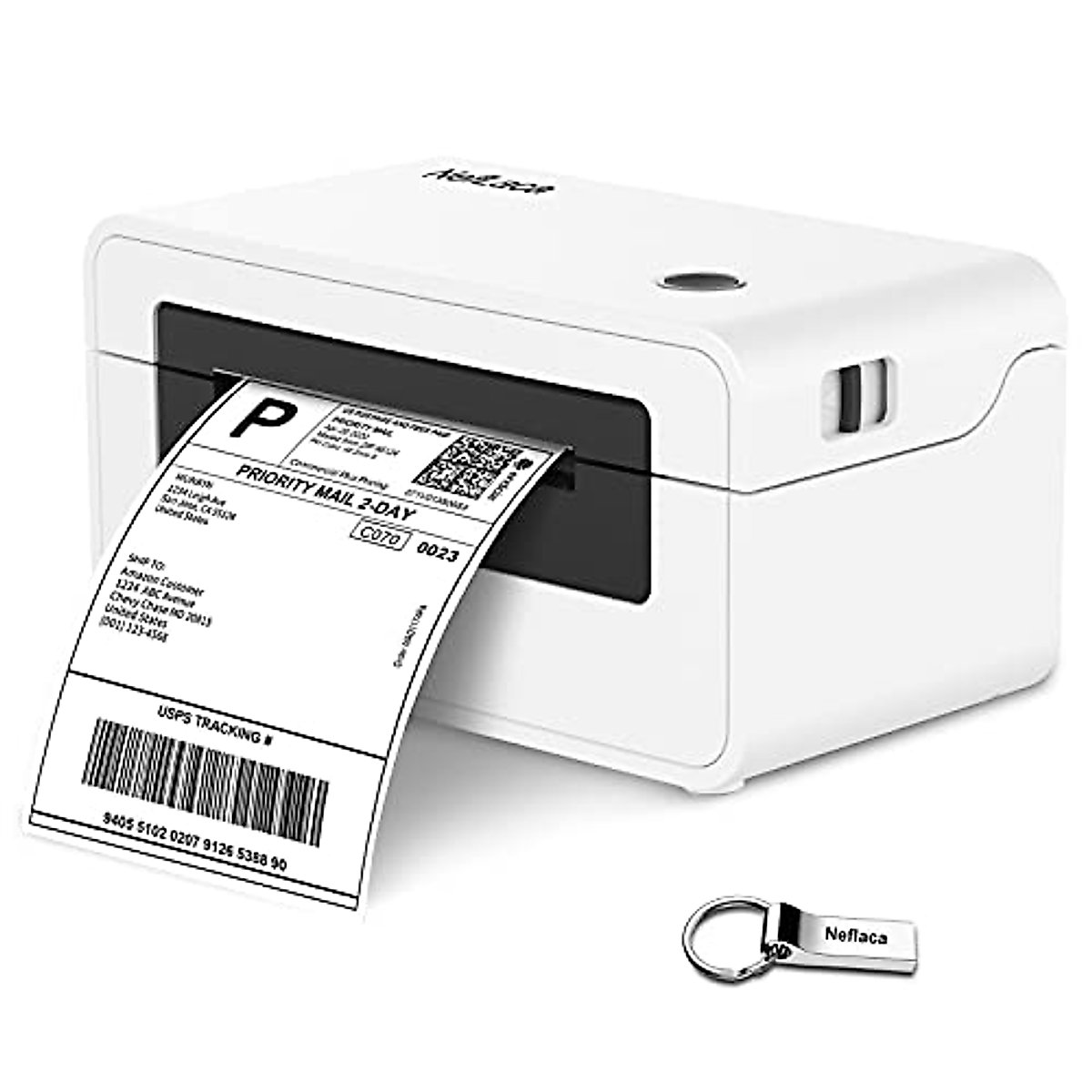 NefLaca Thermal Label Printer,4x6 High Speed USB Shipping Label Printer Commercial Direct Thermal Label Maker One Click Setup Compatible with Amazon, Ebay, Etsy, Shopify and FedEx (White)